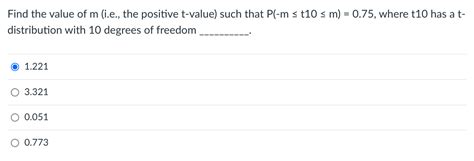 Find The Value Of M I E The Positive T Value Such
