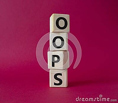 Oops Symbol Concept Word Oops On Wooden Cubes Beautiful Red Background Business And Oops
