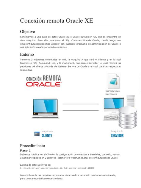 conexión remota oracle xe pdf dirección ip servidor computación