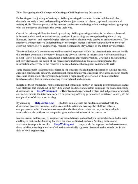 Civil Engineering Dissertation Sample Pdf Thesis Engineering