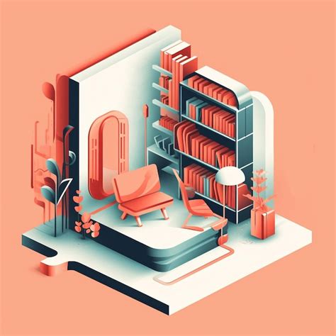 Premium Ai Image 3d Popup Effect Minimal Illustration Of Library