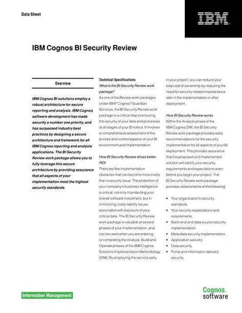 IBM Cognos BI Security Review