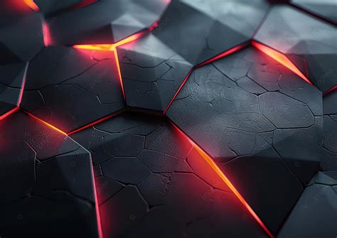 Abstract Textured Surface With Glowing Red Lines And Dark Geometric Patterns Background