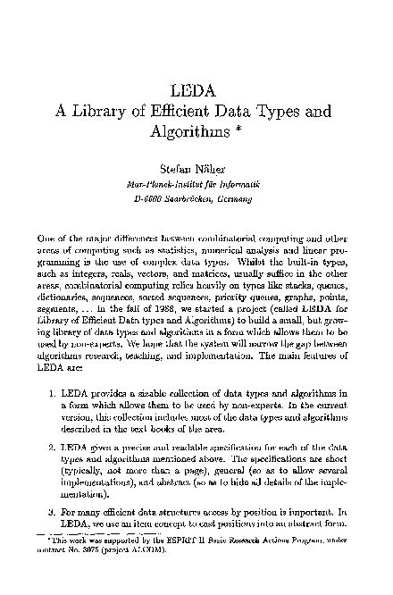 Pdf Leda A Library Of Efficient Data Types And Algorithms