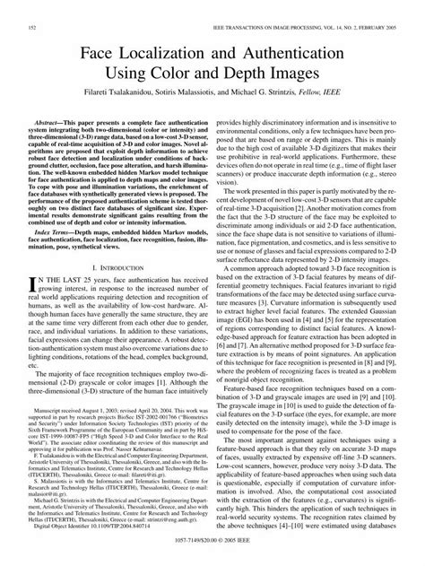 Pdf Face Localization And Authentication Using Color And Depth Images