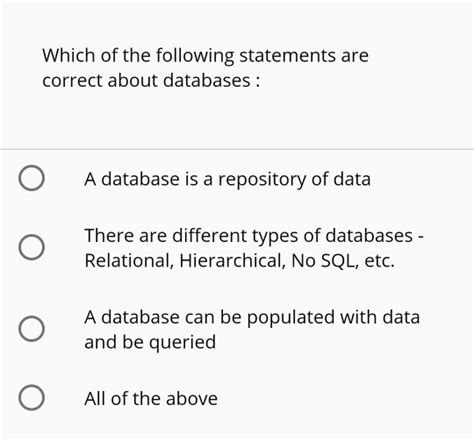 Solved Which Of The Following Statements Are Correct About