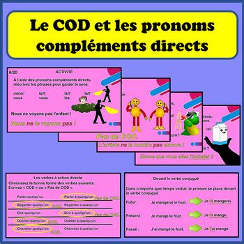 FREE Lesson and worksheets Le COD complément d objet direct by Alphanaute