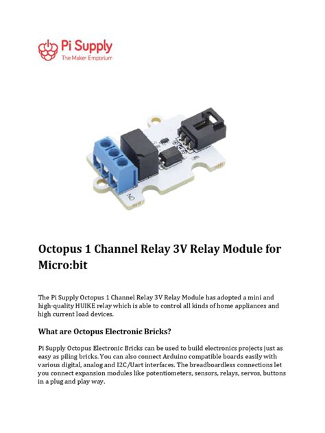 octopus 1 ch relay 3v relay mod for micro bit web pdf