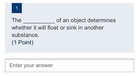 Solved The Of An Object Determines Whether It Will Float Chegg