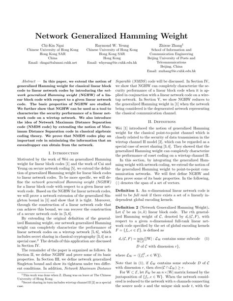 pdf network generalized hamming weight