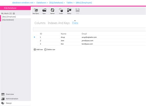 Sqlsailor Is Exploring Part Basic Dml Ddl Operations With Sql Databases On Windows Azure