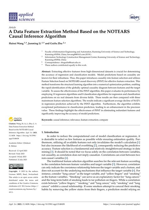 pdf a data feature extraction method based on the notears causal