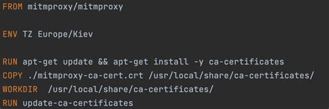 Dockerfile Issue With Adding Trusted Mitmproxy Certificate To The