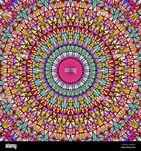 Colorful Dynamic Polygonal Geometrical Pattern Mosaic Mandala Background Hypnotic Circular