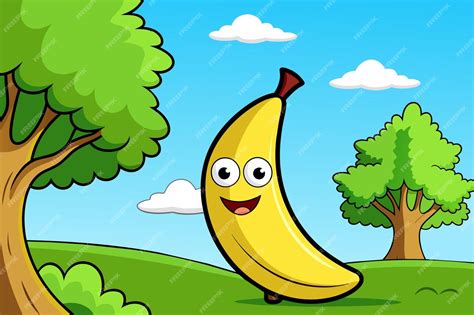 A Cartoon Image Of A Banana With A Face Drawn On It Premium Ai Generated Vector