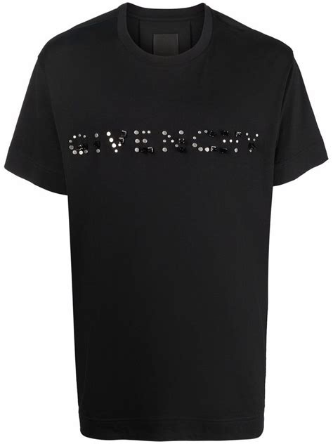 Givenchy Camiseta Com Tachas E Estampa De Logo Preto Givenchy