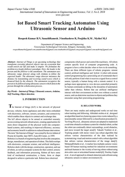 Iot Based Smart Tracking Automaton Using Ultrasonic Sensor And Arduino