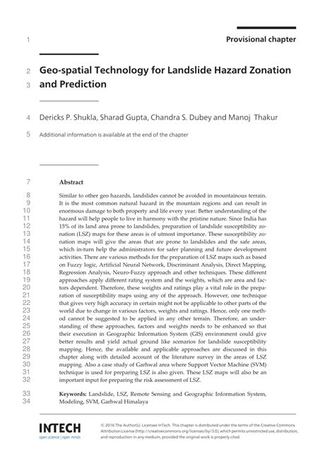 PDF Geo Spatial Technology For Landslide Hazard Zonation And Prediction