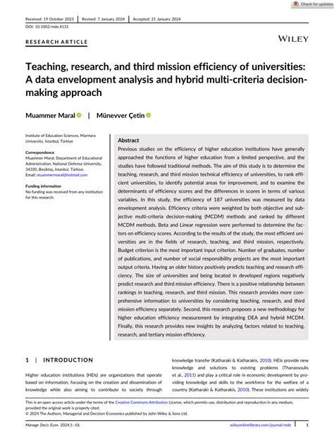 Pdf Teaching Research And Third Mission Efficiency Of Universities