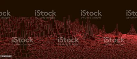 정사각형 패턴입니다 와이어 프레임 풍경 배경입니다 미래 벡터 그림입니다 0명에 대한 스톡 벡터 아트 및 기타 이미지 0명