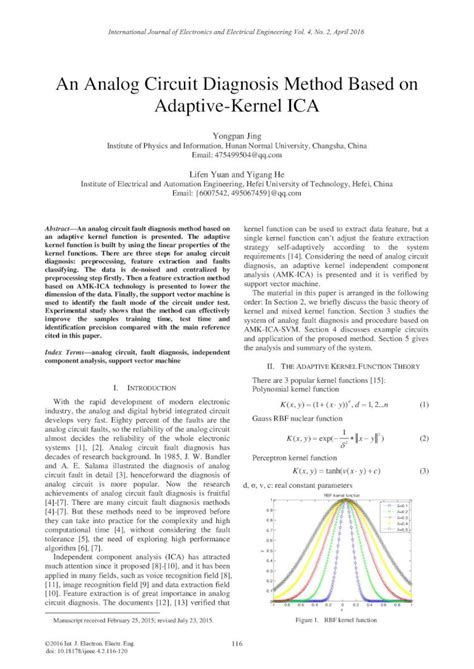 Pdf An Analog Circuit Diagnosis Method Based On Adaptive · With The Rapid Development Of