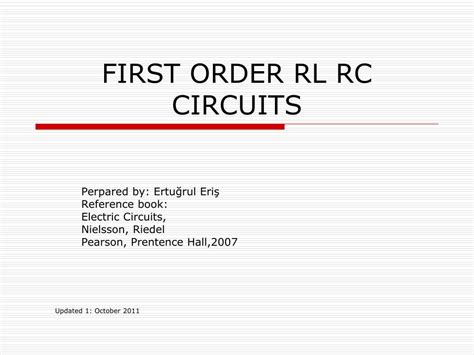 ppt first order rl rc circuits powerpoint presentation free download