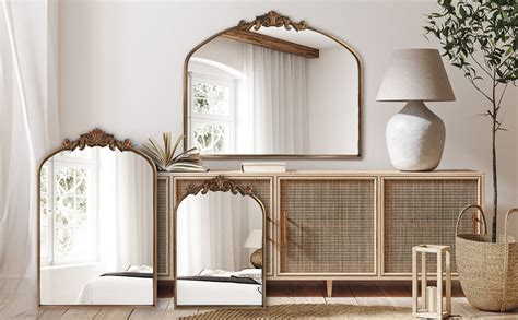 Hqijun Gold Vintage Antique Wall Mirror Decorative Traditional Ornate