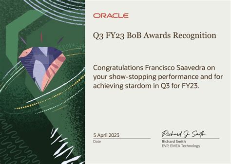 Francisco Saavedra On Linkedin Proudtobeoracle Oracleemp Oracle Bobawards Teamwork