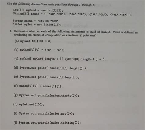 solved use the following declarations with questions through