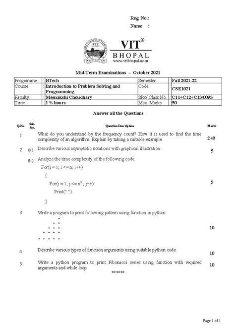 Cse1021 Midterm Exam Notes Introduction To Problem Solving In Python