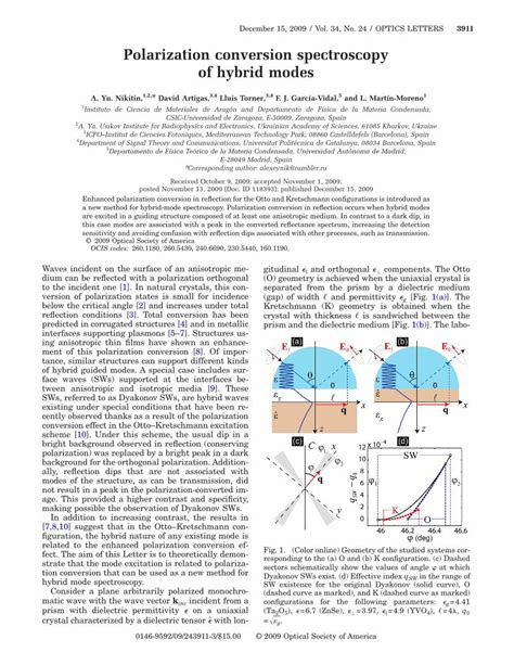 Pdf Polarization Conversion Spectroscopy Of Hybrid Modes Dokumentips