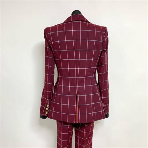 여성 가을 체크 슬림 재킷 세련된 테일러드 카라 더블버튼 스판 자켓 스타일라떼