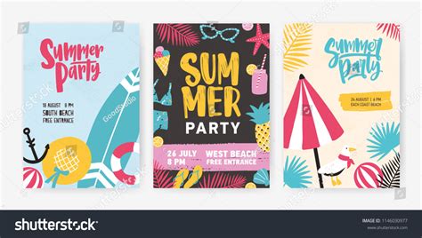 여름 해변 파티 알림용 열대 포스터 스톡 벡터로열티 프리 1146030977 Shutterstock