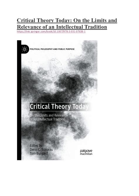 (PDF) Introduction to 'Critical Theory Today: On the Limits and ...