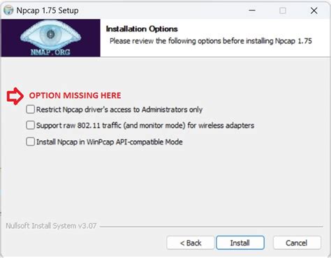 npcap software not installing the loopback network adaptor on my win11