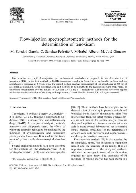 Pdf Flow Injection Spectrophotometric Methods For The Determination