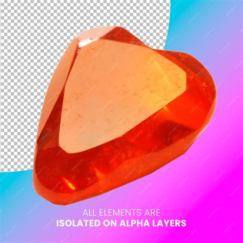 Premium Psd Heart Shaped Ruby Stone Isolated On Alpha Layer Png