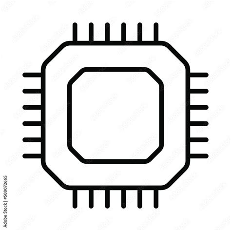 CPU Outline Icon Processor Line Logo Vector Illustration Isolated On White Background
