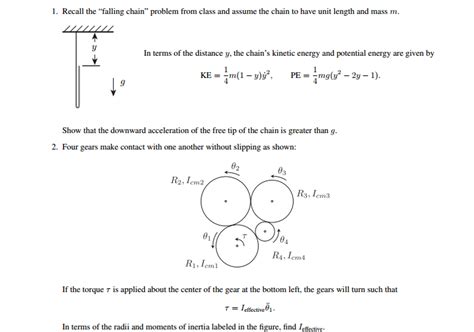 Recall The Falling Chain Problem From Class And Chegg Com