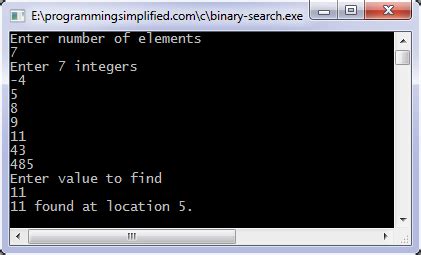 C Program For Binary Search Programming Simplified