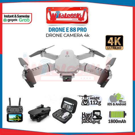 Drone E88pro 4k Kamera Ultra Hd Foldable Drone Lipat Single Camera Jernih Wirelessku
