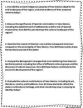 Us History New Mexico Reading Comprehension Passage And Assessment Social