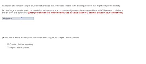 Solved Inspection Of A Random Sample Of 28 Aircraft Showed