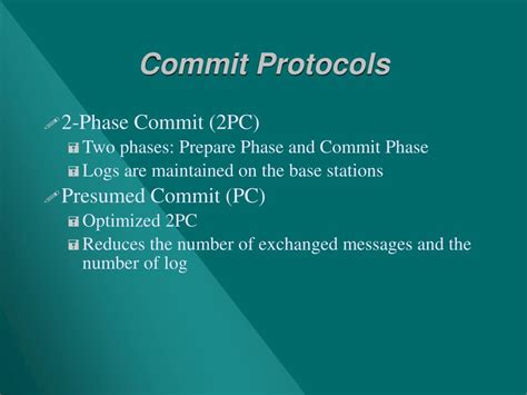 Ppt Low Cost Commit Protocols For Mobile Computing Environments