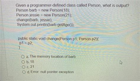 Solved Given A Programmer Defined Class Called Person What