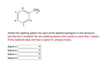 solved predict the splitting pattern for each of the labeled