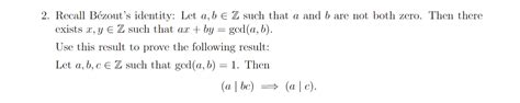 solved 2 recall bézout s identity let a b∈z such that a