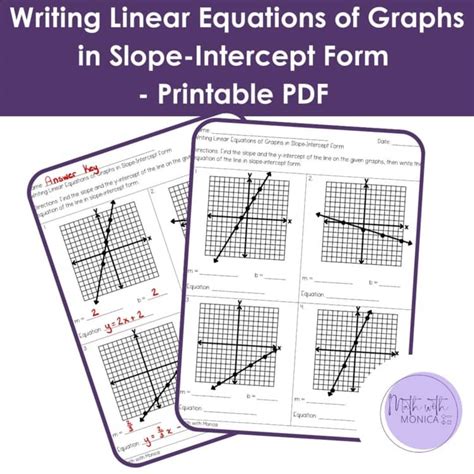 Writing Linear Equations From Graphs In Slope Intercept Form Printable