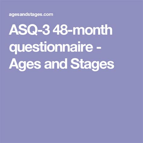 Asq 3 48 Month Questionnaire Ages And Stages Developmental Stages