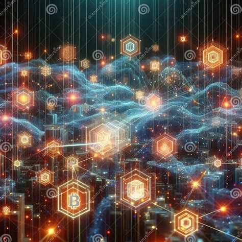 Big Data Visualization Blockchain Nodes Interconnected Network Flows